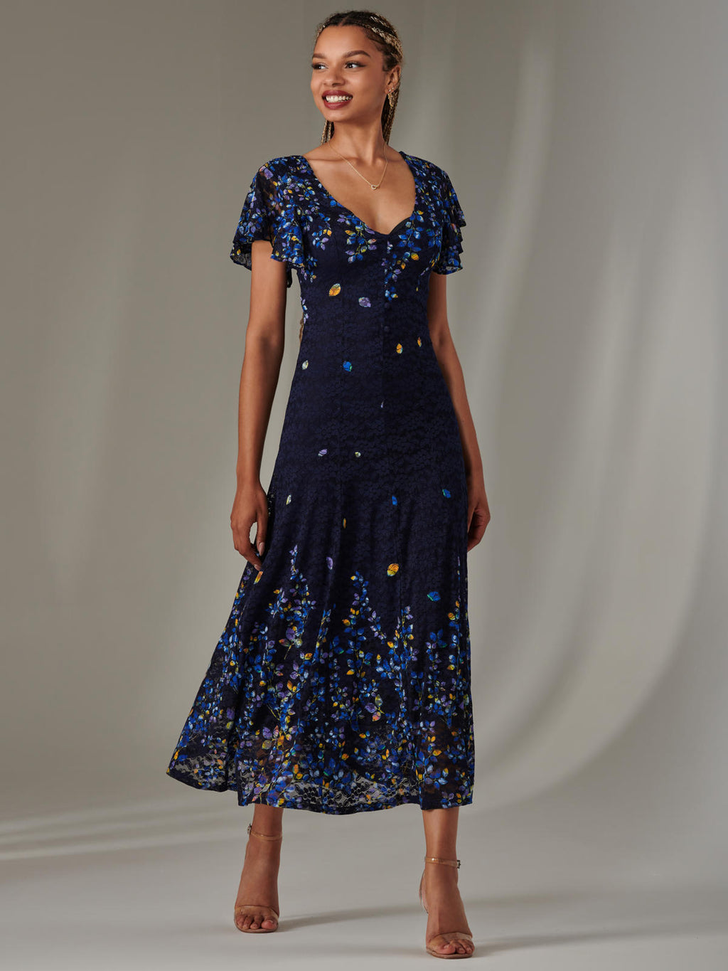 Cap Sleeve Lace Maxi Dress, Blue Multi – Jolie Moi Retail