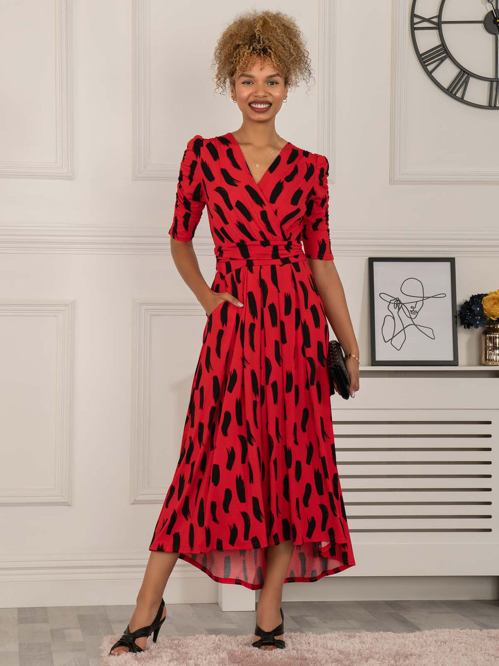 Quanna Stroke Print Jersey Maxi Dress, Red – Jolie Moi Retail