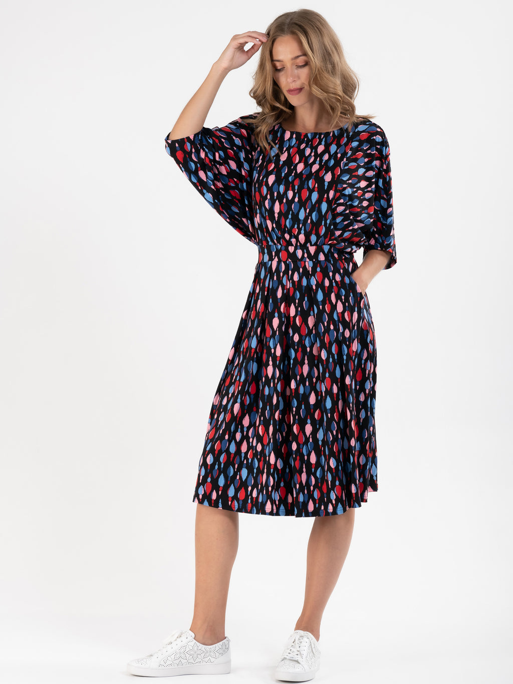Batwing Spotty Jersey Dress, Multi – Jolie Moi Retail